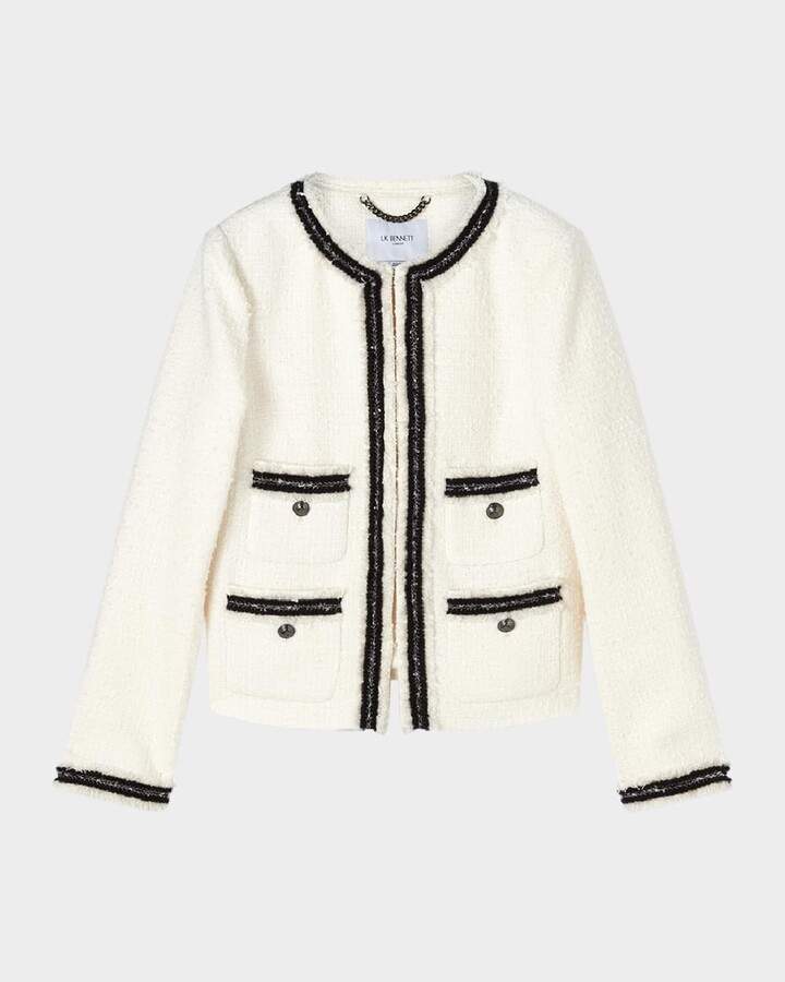 LK Bennett Charlee Fringe-Trim Recycled Tweed Jacket - ShopStyle