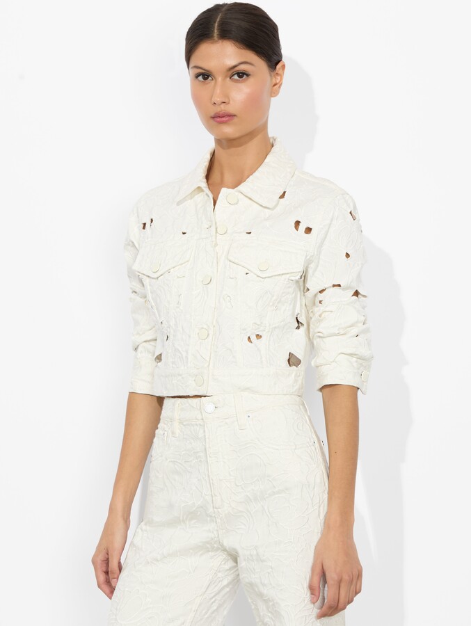 Alice + Olivia Chloe Eyelet Denim Jacket - ShopStyle