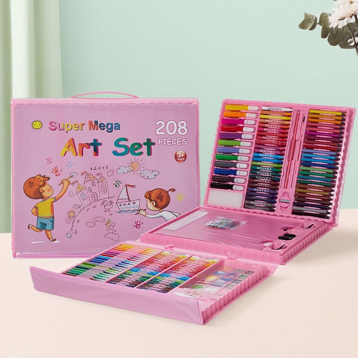 Living and Home Pink Portable Art Set Drawing Painting Art Supplies ...