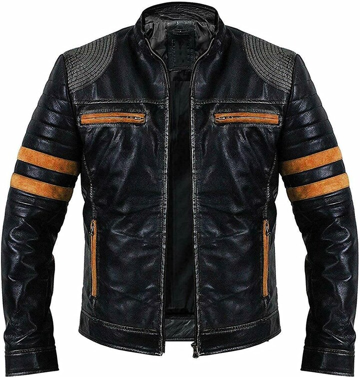 Jorde Calf Men’s Vintage Cafe Racer Retro 2 | Black Retro Moto ...