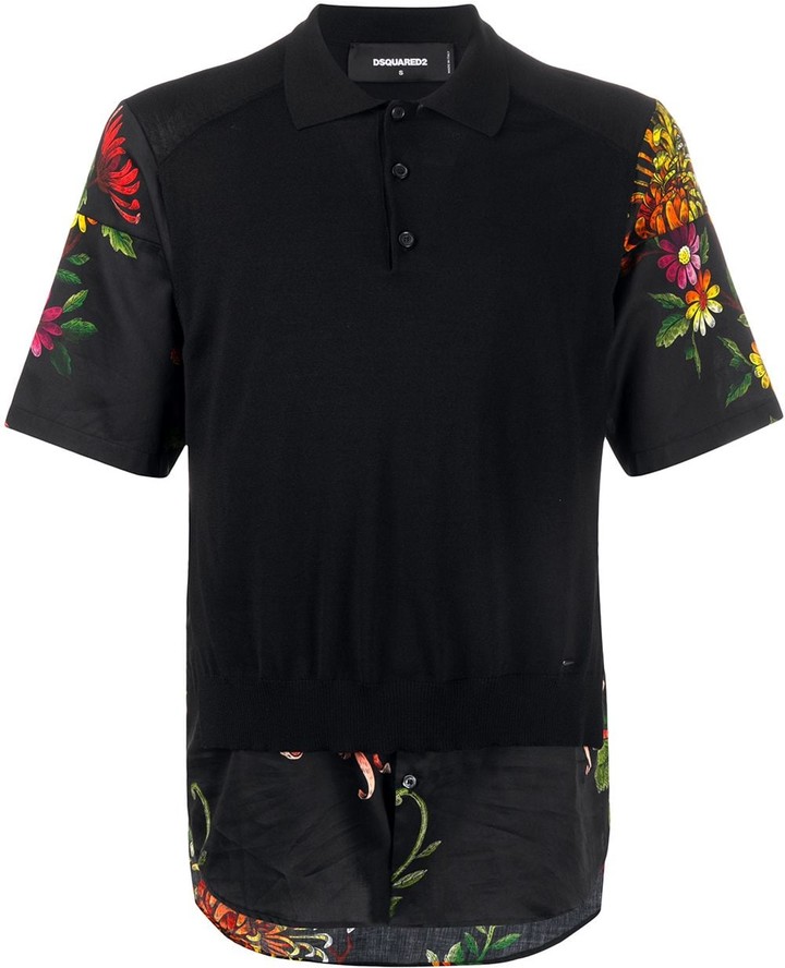 DSQUARED2 Floral Print Layered Polo Shirt - ShopStyle