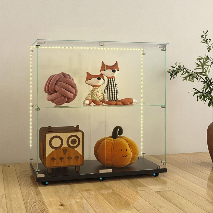 Ball & Cast 34.17" Tempered Glass Display Cabinet with Bluetooth LED ...
