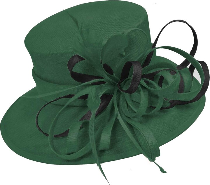 Caprilite Emerald Green and Black Large Queen Brim Hat Occasion ...