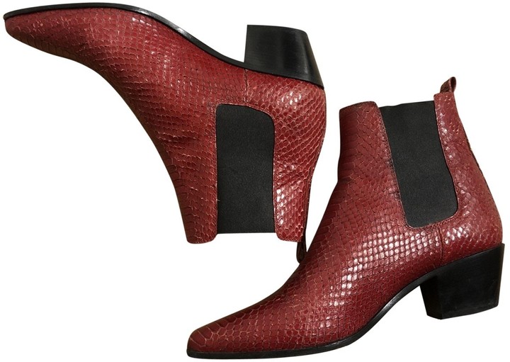 Saint Laurent Red Python Ankle boots - ShopStyle