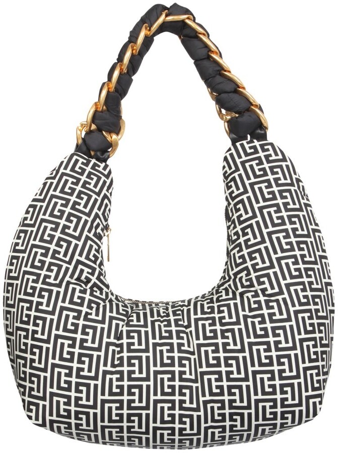 Balmain Monogram Logo Zipped Shoulder Bag - ShopStyle