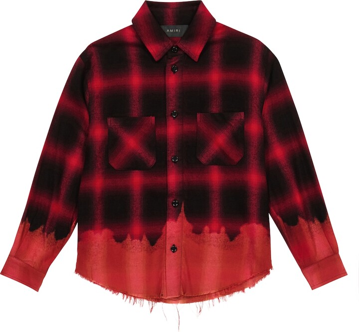 Amiri Kids Distressed checked flannel shirt - ShopStyle