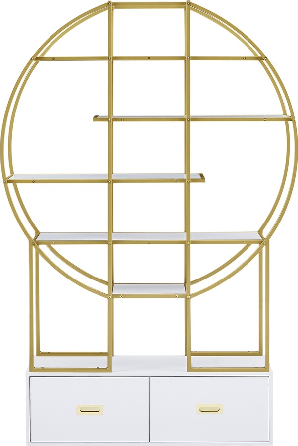 Round Office Bookshelf,Display Shelf,Two Drawers - ShopStyle Bookcases ...