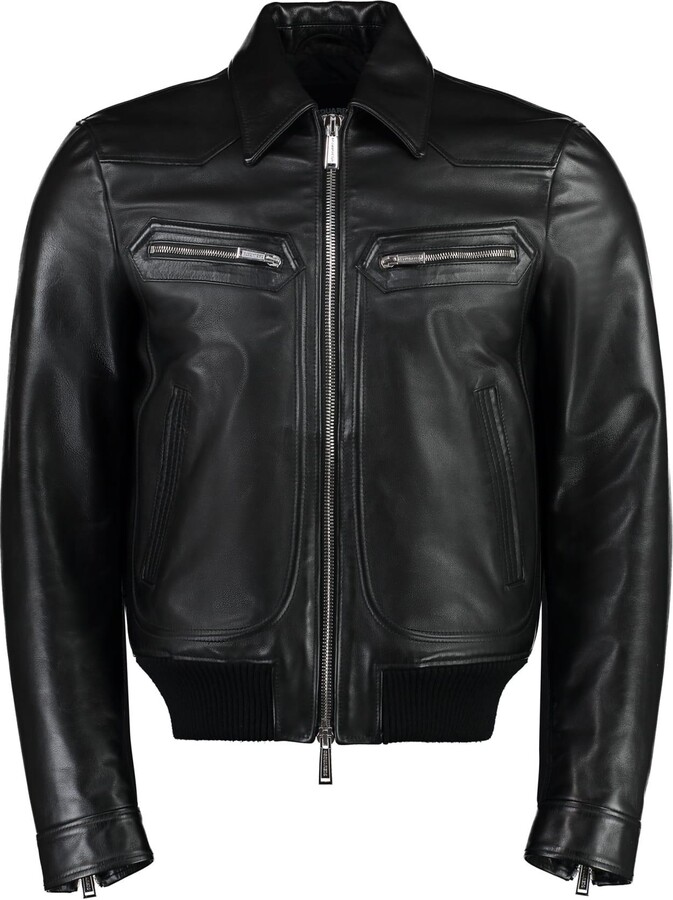 DSQUARED2 Leather Jacket - ShopStyle