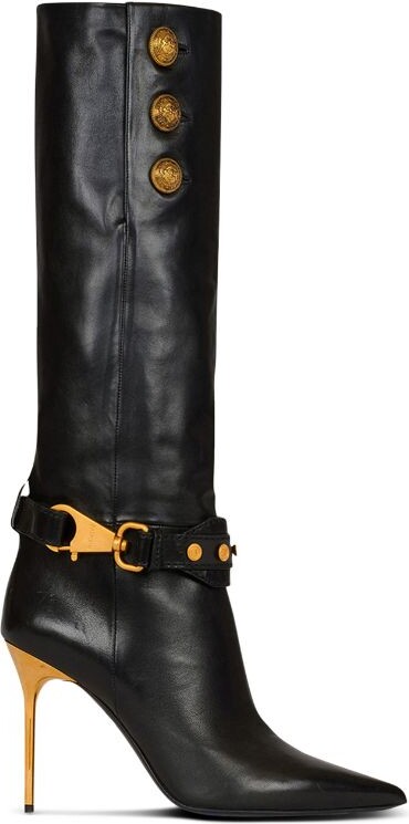 Balmain Leather Robin Knee-High Boots 95 - ShopStyle