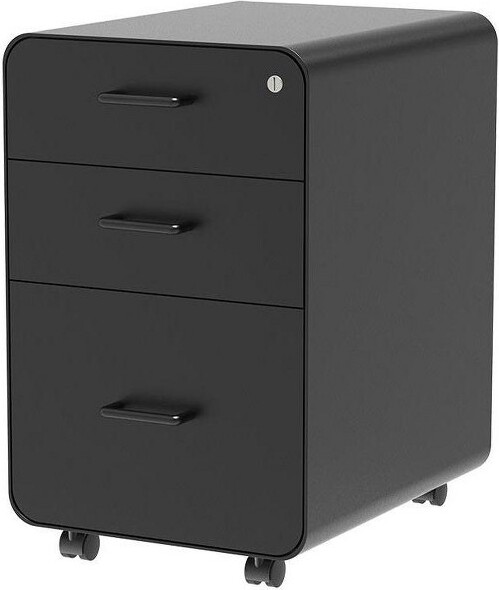 Monoprice Round Corner 3-Drawer File Cabinet - Black With Lockable ...