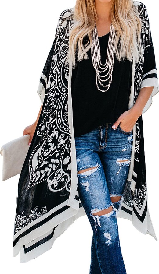 S Kini Womens Kimono Cardigan Summer Beach Dress Long Chiffon Beach