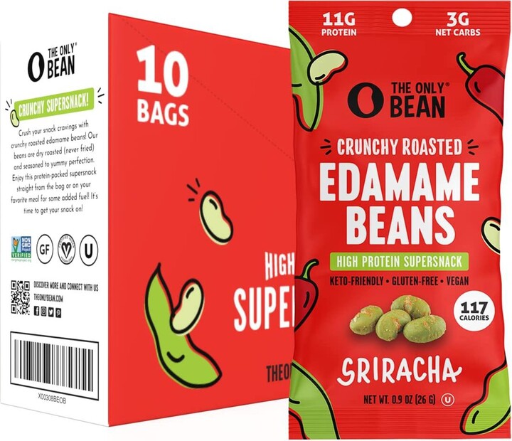 The Only Bean Crunchy Roasted Edamame (Sriracha), Healthy Snacks, High ...