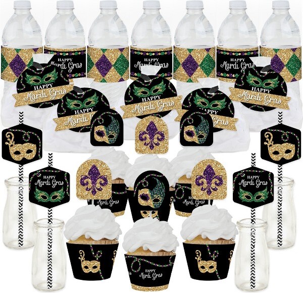Big Dot of Happiness Mardi Gras - Masquerade Party Favors and Cupcake ...