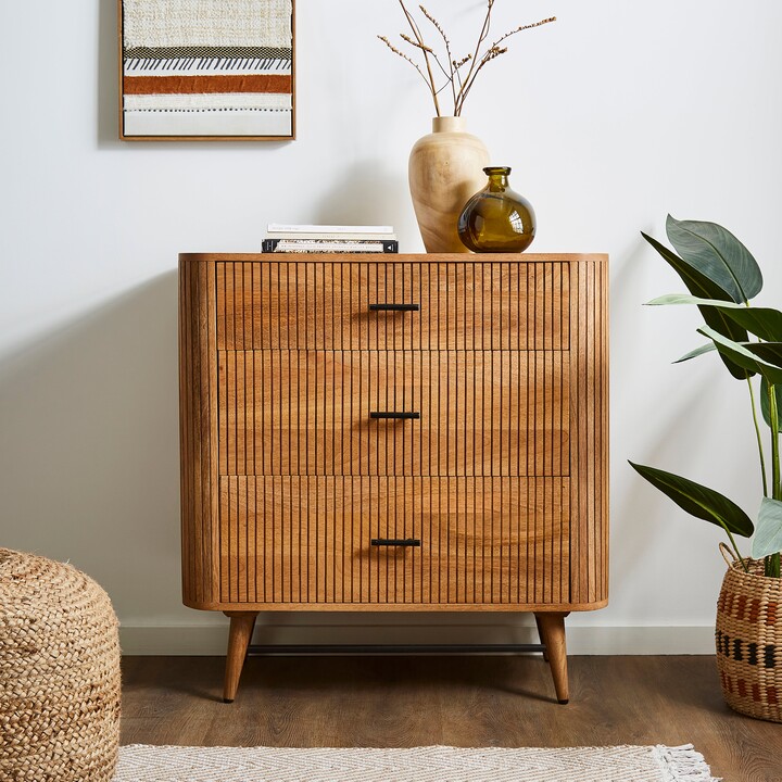 Dunelm Leona 3 Drawer Chest, Mango Wood Brown - ShopStyle