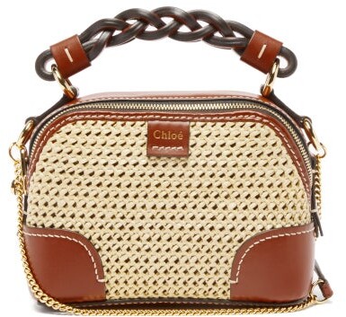 Chloé Daria Mini Raffia And Leather Cross-body Bag - Beige Multi ...