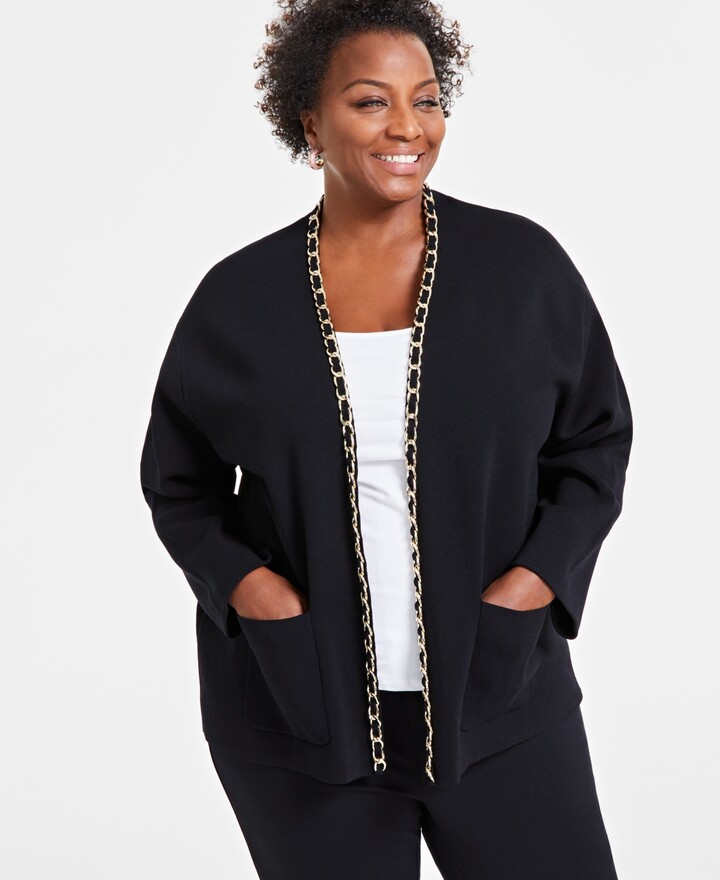 INC International Concepts Plus Size Chain-Trim Cardigan, Created for ...