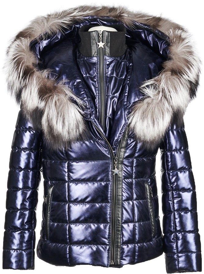 Popski London Aspen Metallic Jacket - Navy - ShopStyle Activewear