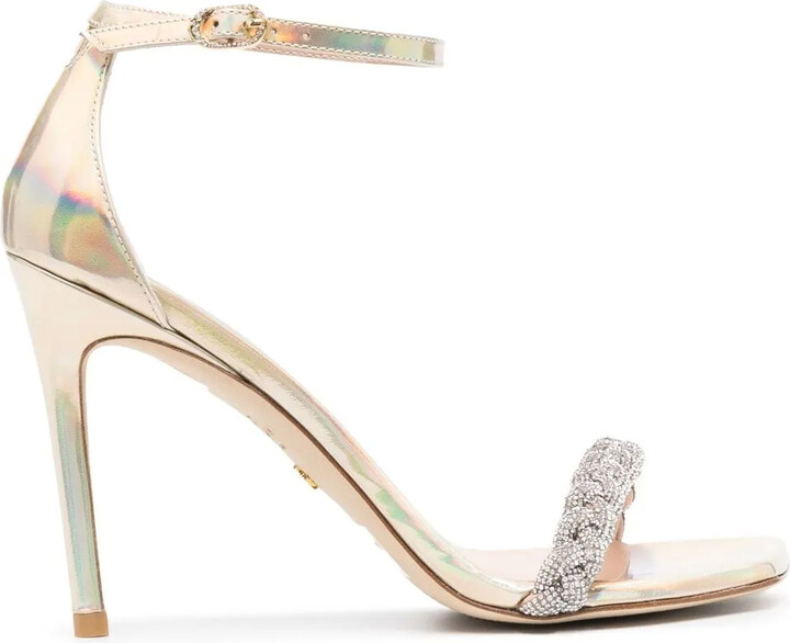 Stuart Weitzman Crystal-Embellished Iridescent Sandals - ShopStyle
