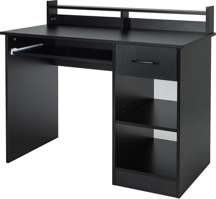 Wooden Computer Desk Home Office PC Laptop Desk with Storage Shelves ...