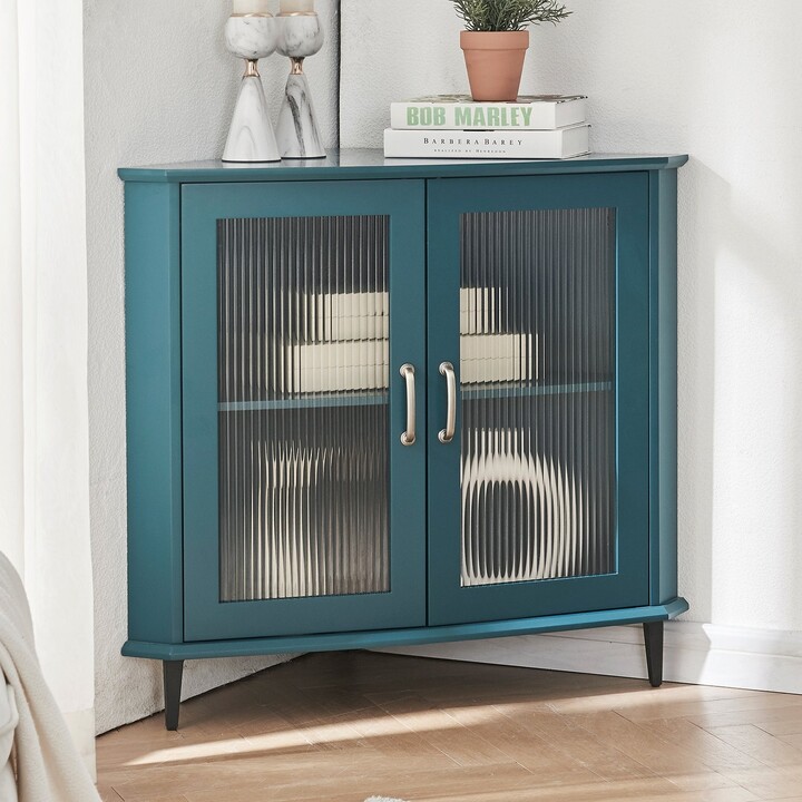 Howcool Corner Cabinet with Doors & Adjustable Shelf, Corner Night ...