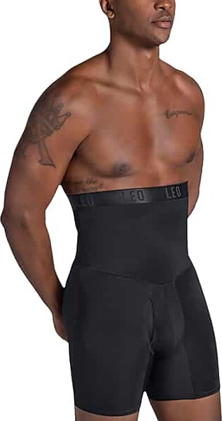 Leo By Leonisa Men's High Waist Stomach Shaper Boxer Brief Black ...