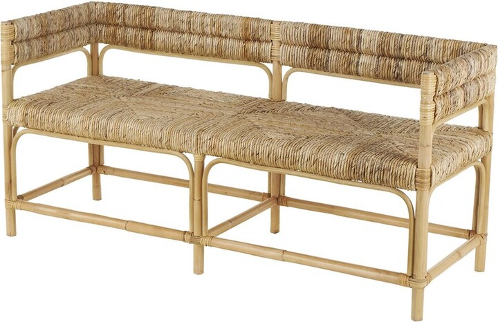 Peyton Lane Rattan Handmade Wrapped Home Bench With Diamond Patterned ...