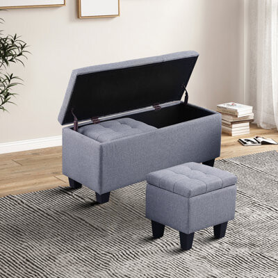 SUOKENI Versatile and portable design Large Storage Ottoman Bench Set ...