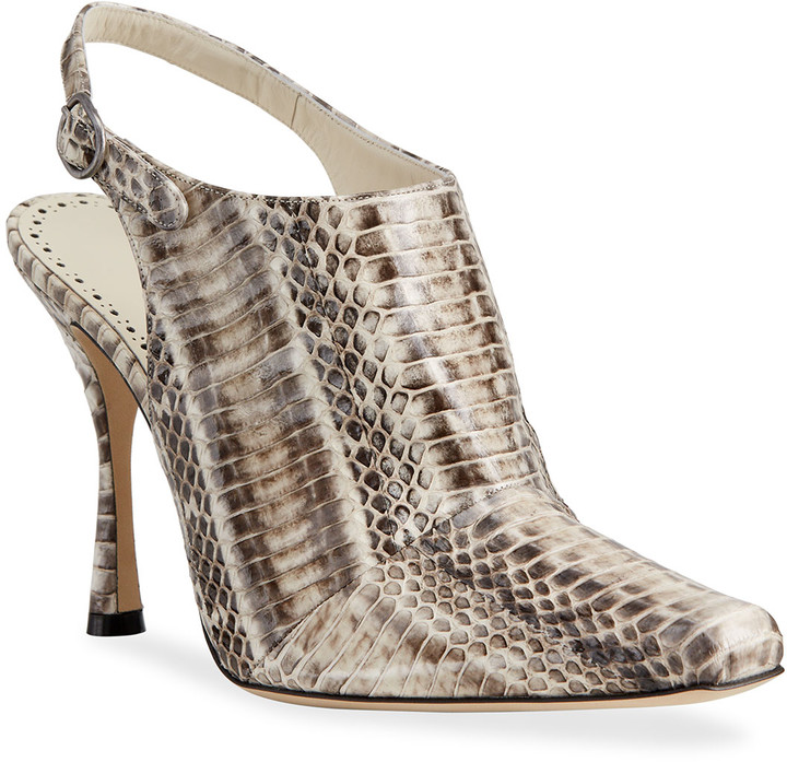 Manolo Blahnik Matilda Snakeskin Slingback Mules - ShopStyle