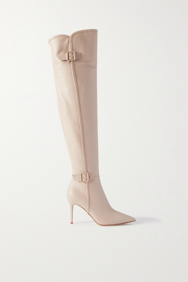 Gianvito Rossi 85 Leather Over-the-knee Boots - Neutrals - ShopStyle