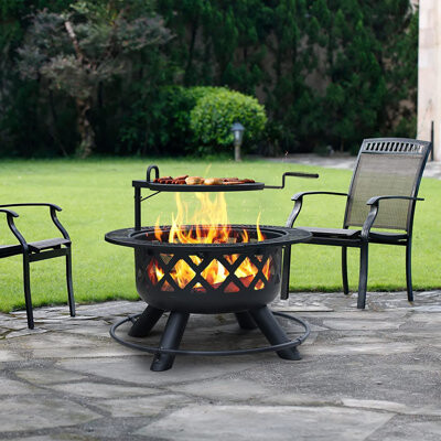 George Oliver Wood Burning Fire Pit With Quick Removable Cooking Grill ...