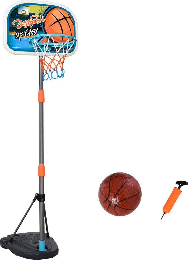 HOMCOM 3 Pcs Kids Basketball Set with Hoop Ball Pump Height Fillable ...