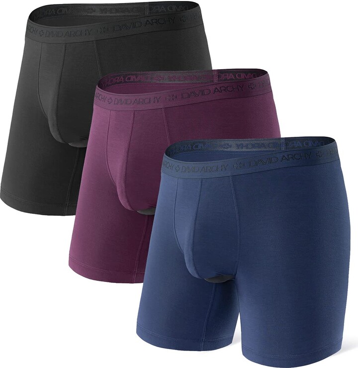 DAVID ARCHY Men's Boxer Shorts Open Fly Pouch Underwear Micro Modal ...