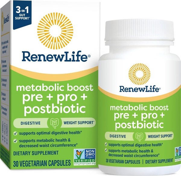 Renew Life Metabolic Boost Pre + Pro + Postbiotic; Prebiotics ...