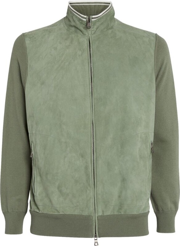 Fioroni Cashmere Suede-Cashmere-Blend Bomber Jacket - ShopStyle
