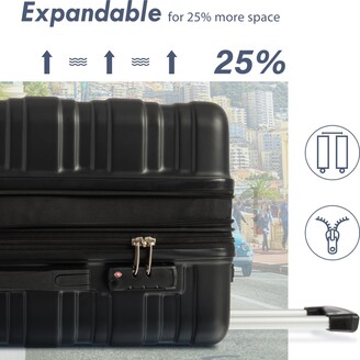 NINEDIN Single Luggage Carry on Luggage ABS 24" with Hardside ...