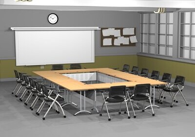 TeamWORK Tables 16 Person Training Meeting Seminar Tables with Modesty ...