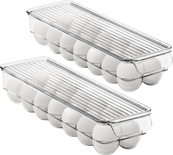 Sorbus 2 Pack Clear Plastic Egg Holder Set with Lids - holds 14 eggs ...
