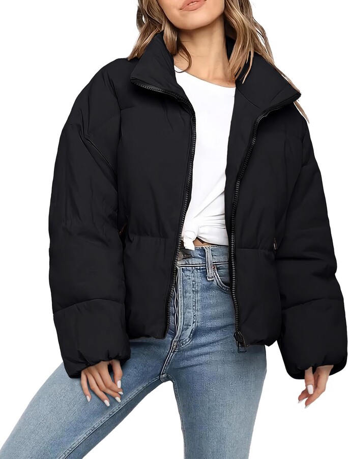 NORTH FARER Women’s Winter Cropped Puffer Jacket Long Sleeve Zip Puffy ...