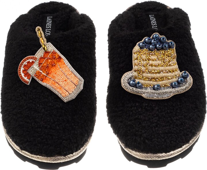 Laines London Teddy Closed Toe Slippers With Blueberry Pancake Stack ...