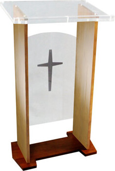 FixtureDisplays Wood Acrylic Podium Pulpit LEctern, Optional Cross ...