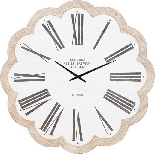 33"x33" Wood Wall Clock with Scallop Frame White - Olivia & May - ShopStyle