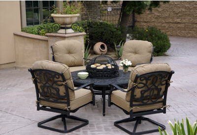 Lark Manor Byrge 5-Piece Patio Swivel Rocker Conversation Set, 52 ...