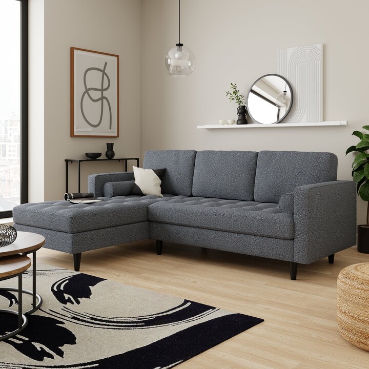 Dunelm Zoe Boucle Corner Chaise Navy Blue - ShopStyle Armchairs & Recliners