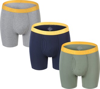 BIATWOWR Men's Bulge Boxer Briefs Underwear with Pouch Front Fly Trunk ...