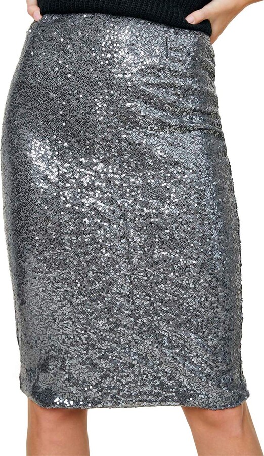 Anna-Kaci Women's Sequin Dress Midi High Waist Stretchy Sparkle Pencil Party Cocktail Skirt ...