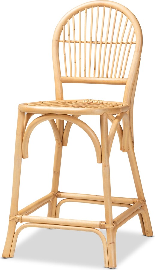 bali & pari Wina Modern Bohemian Natural Brown Rattan Counter Stool ...