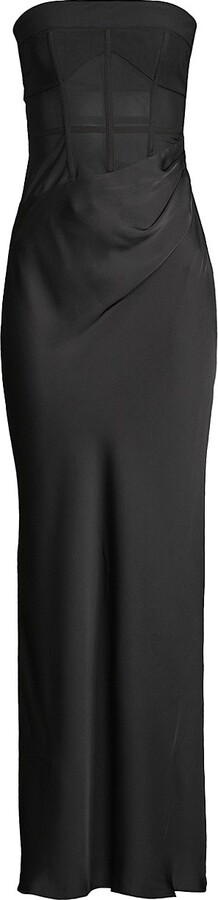 Misha Collection Enora Satin & Mesh Midi-Dress - ShopStyle