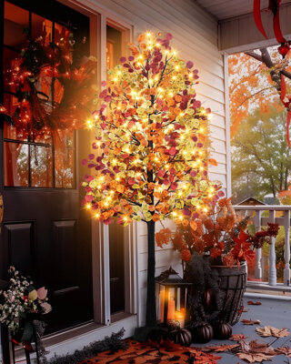 The Holiday Aisle 6FT 96LED Lighted Fall Tree Artificial Fall ...
