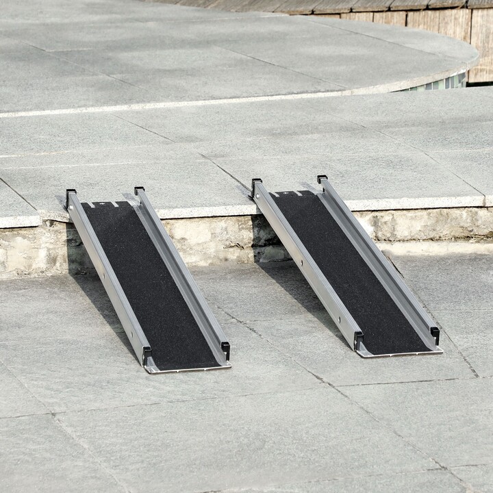 HOMCOM Aluminium Telescopic Wheelchair Ramps, 183cm, 270kg, Folding ...