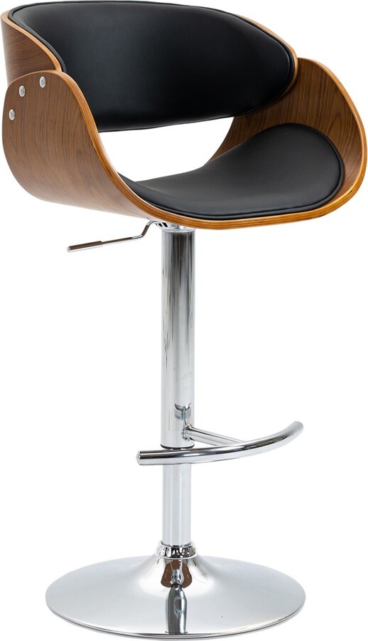 HOMCOM Modern Adjustable Bar Stool, Bentwood Bar Chair, PU Leather ...